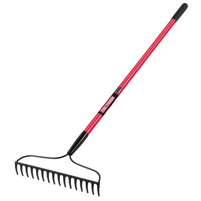 Truper 32404 Tru Tough Welded Bow Rake, 16-Teeth, Fiberglass Handle 60 ...