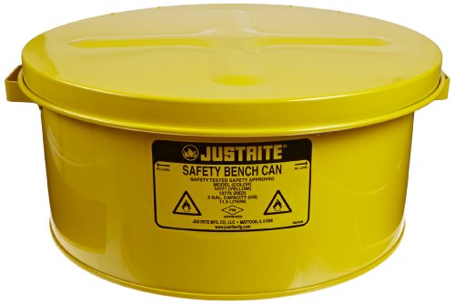 Justrite 10771 Steel Bench Can, 11L Capacity, Yellow — Contractor Tool ...