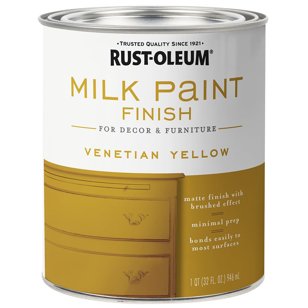 Rust-Oleum 334195 Milk Paint Finish, Quart, Venetian Yellow, 32 Fl Oz ...