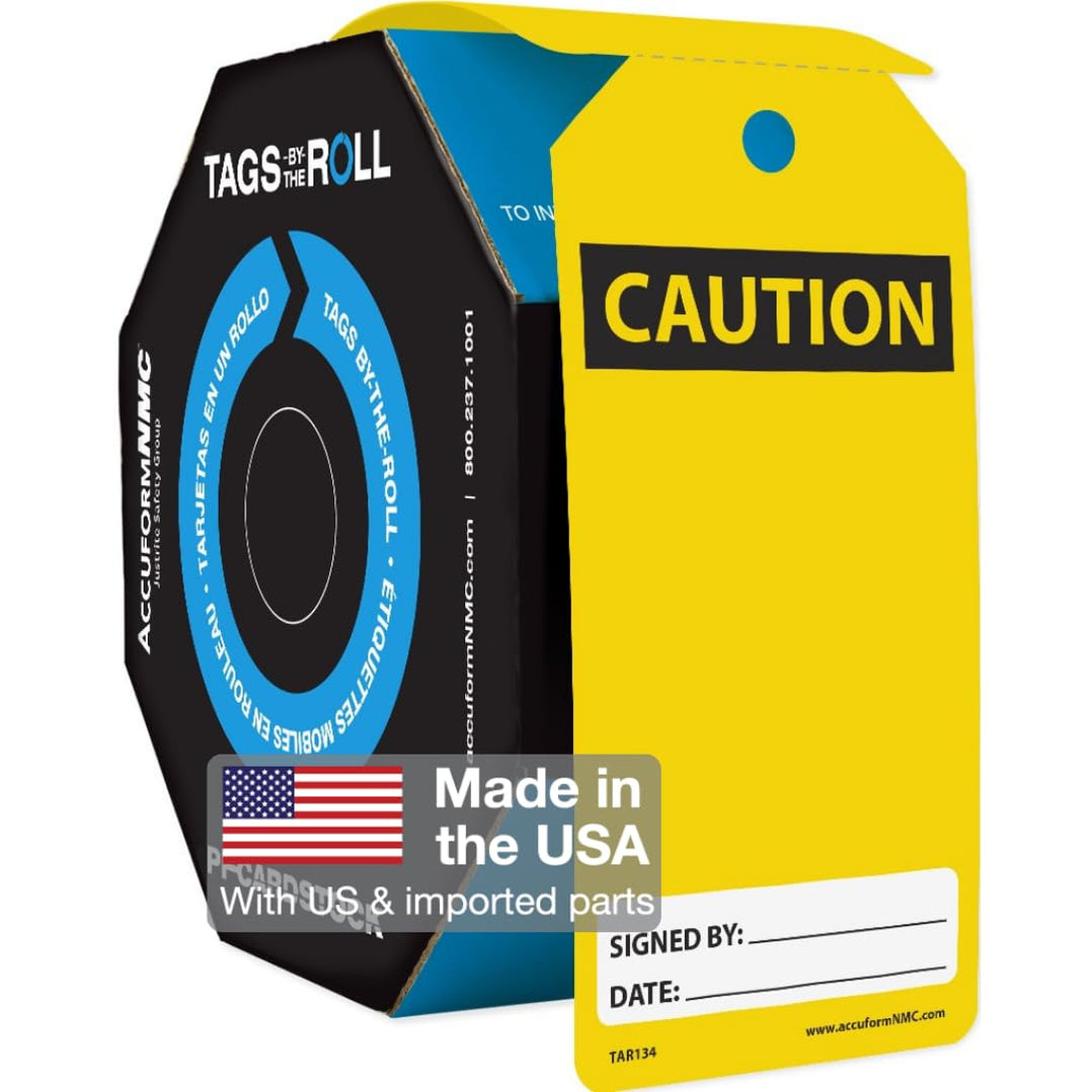 Accuform TAR134 Safety Tags by-The-Roll, Caution, US Made OSHA Complia ...