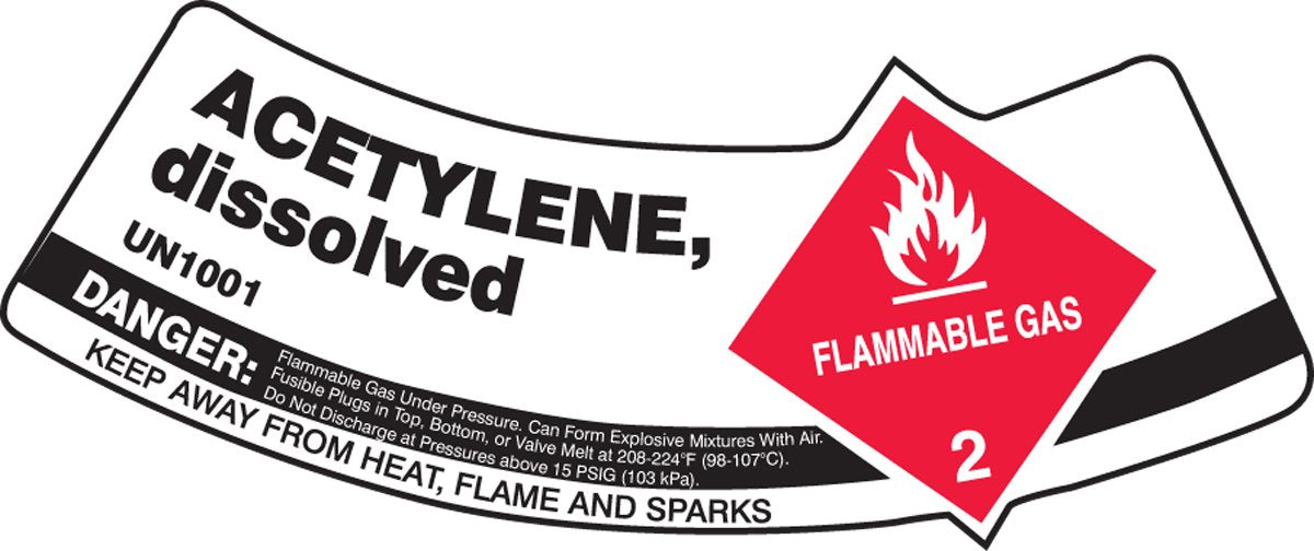 Accuform MCSLACRVSP Cylinder Shoulder Label, Acetylene DISSOLVED UN100 ...