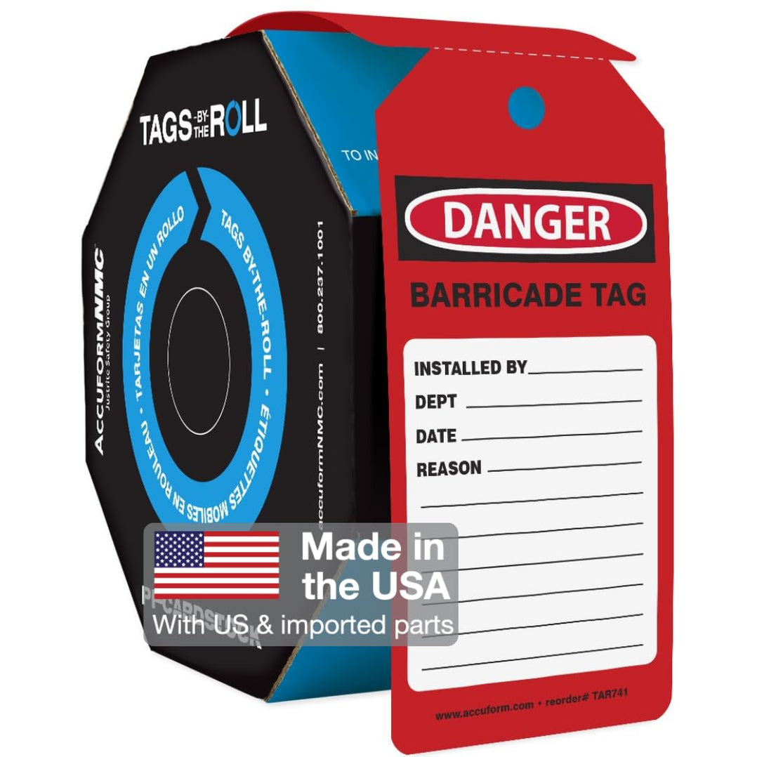 Accuform TAR741 Red Barricade Tag, Safety Tag, Hazard Warning, Danger ...