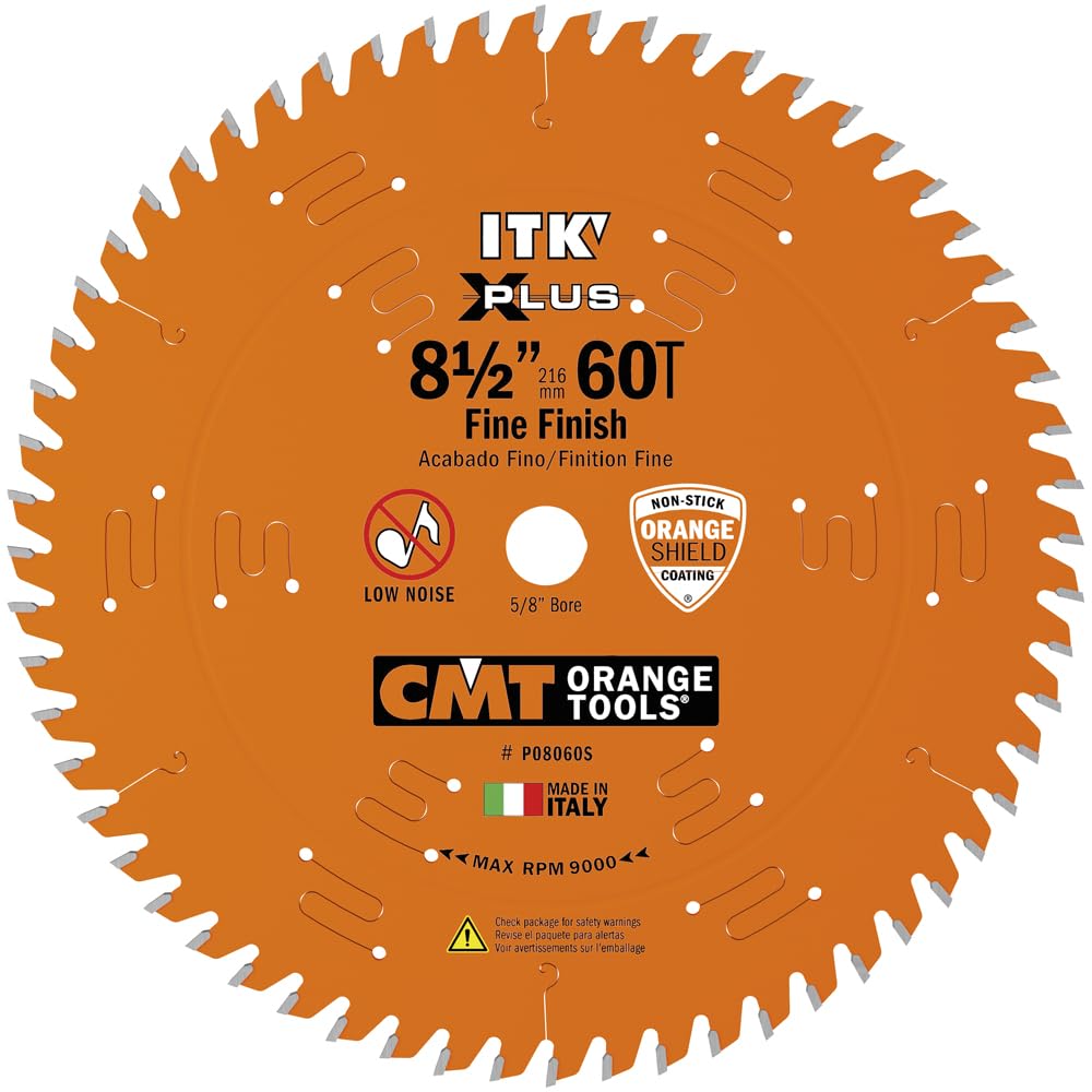 CMT P08060S ITK Plus Finish Sliding Compound Miter Saw Blade with 8-1 ...
