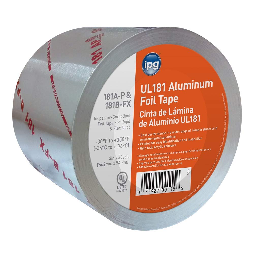 IPG UL181 Aluminum Foil Tape, 2.5" x 60 yd, (Single Roll) — Contractor ...