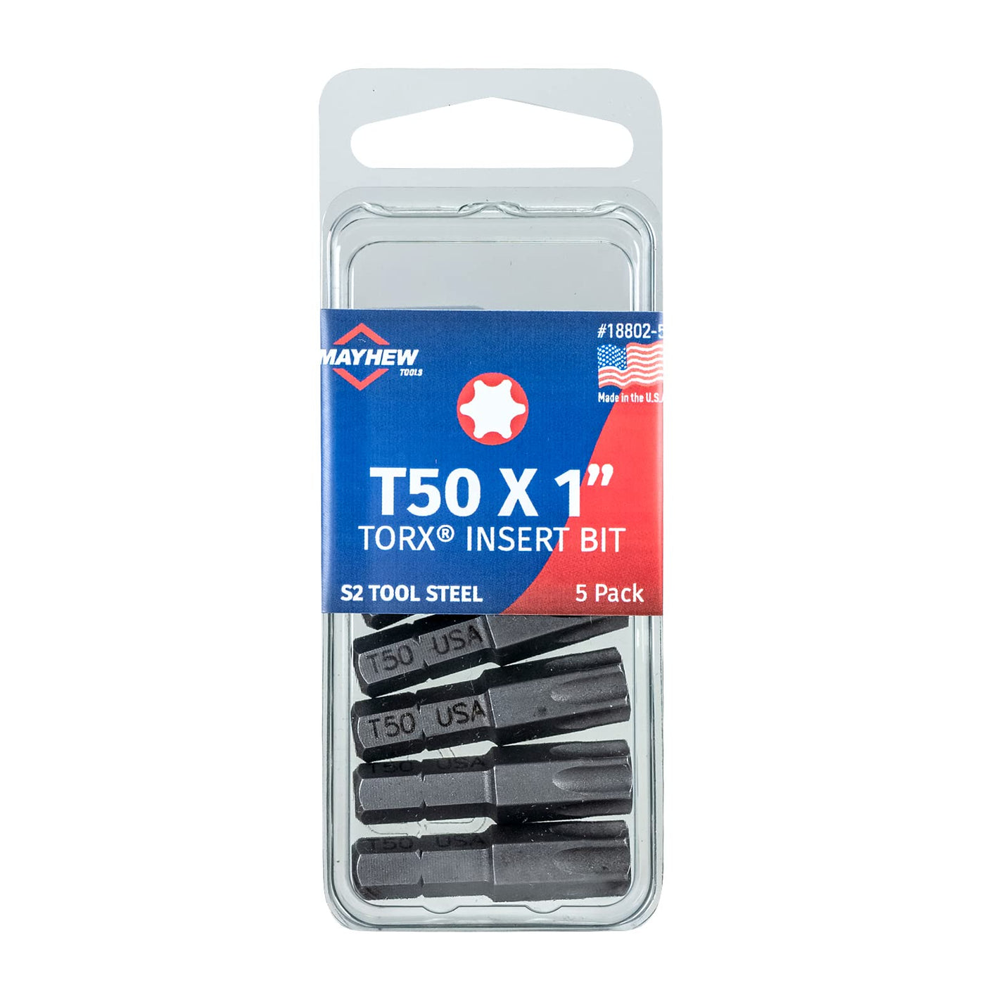 Mayhew Tools 18802-5 USA Torx Insert Bit, T50 x 1" (Pack of 5 ...