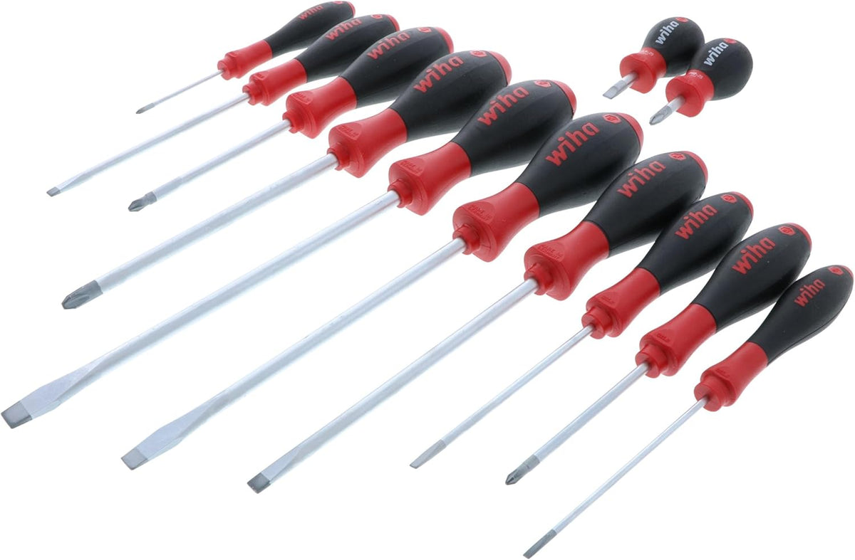 Wiha 30297 12-Piece Slotted and Phillips Screwdriver Set with Soft Fin ...