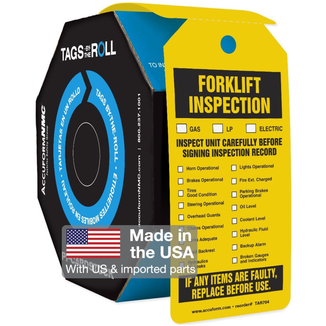 Accuform TAR704 Inspection and Status Tags by-The-Roll, Forklift Inspe ...