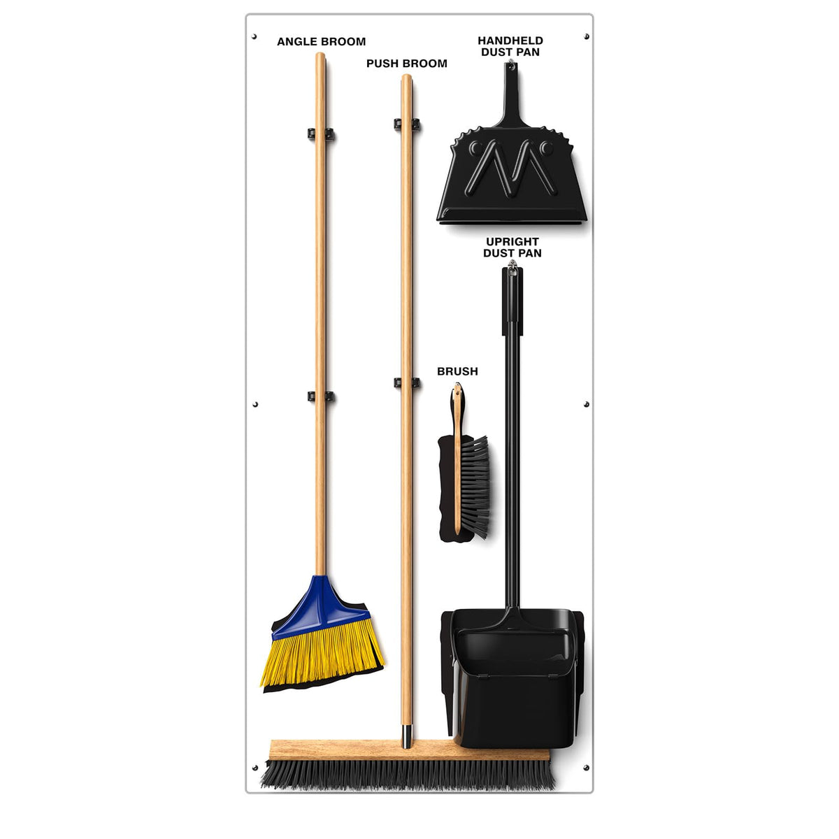Clean & Sweep 5S Shadow Board/Wall Mount Broom Holder, 68" x 30" Board ...