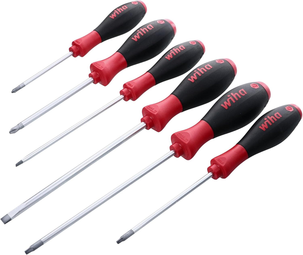 Wiha 30291 SoftFinish Grip ScrewDriver Set, Slotted 4.5-6.5mm, Phillip ...