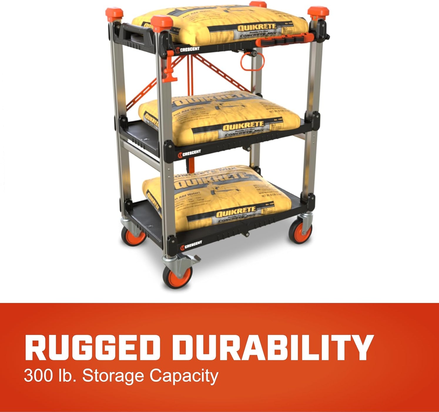 Crescent SITERUNNER, 3 Shelf Heavy Duty Folding Jobsite Cart - 300-lb ...