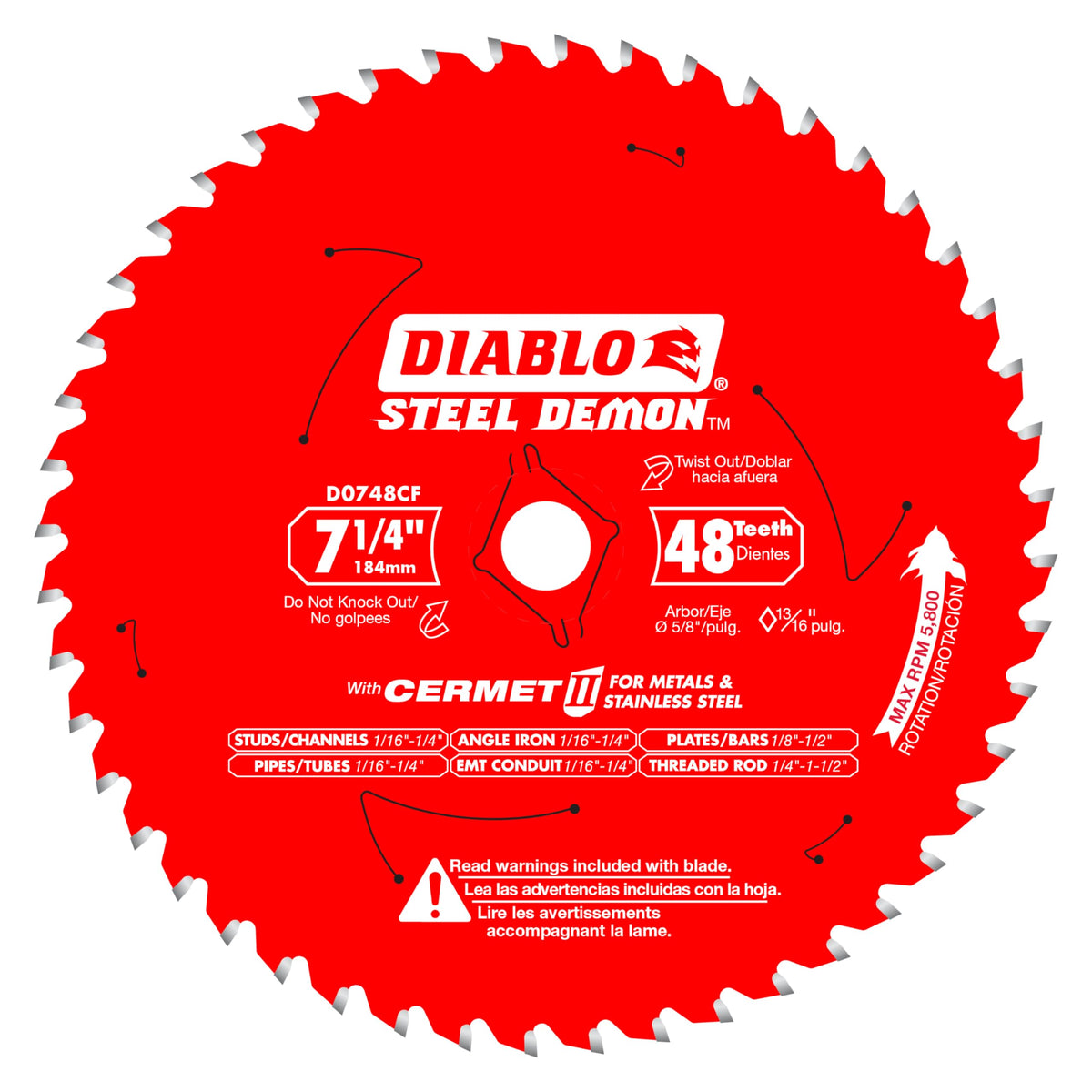Diablo D0748CFA Steel Demon Cermet II Saw Blade with Triple Chip Grind ...