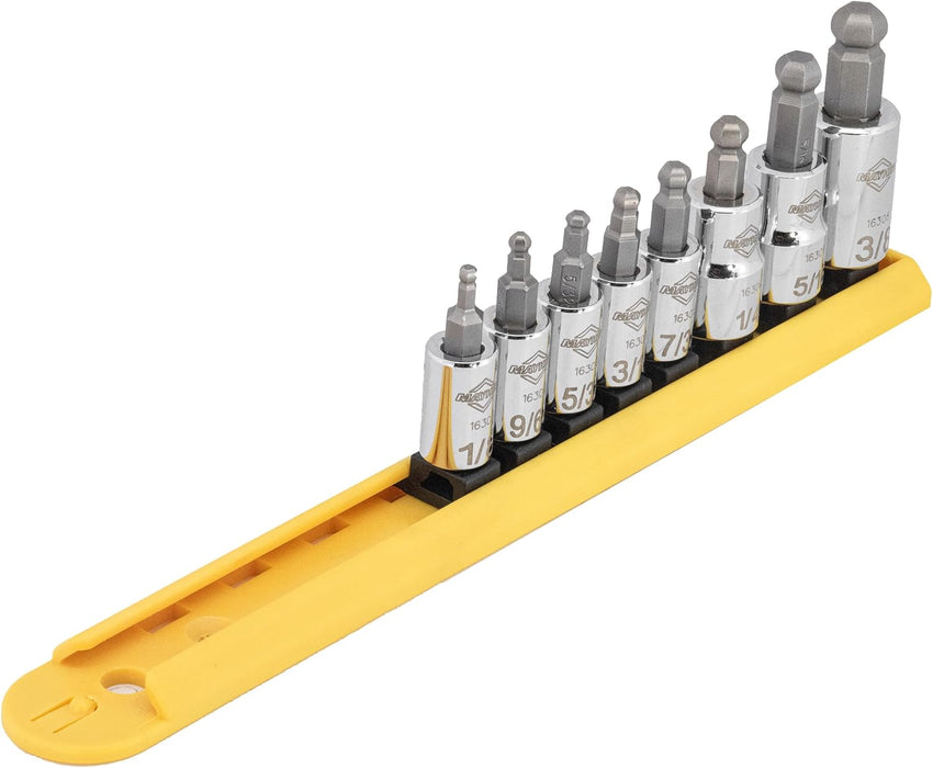 Mayhew Tools 16022 SAE Ball Hex Socket Bit Set, Chrome Plated, 8-Piece ...
