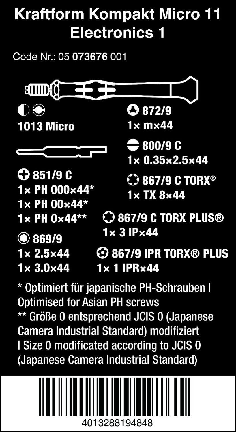 Kraftform Micro 11 Electronics 1 Screwdrvr Set — Contractor Tool Supply, a Vera Tools company