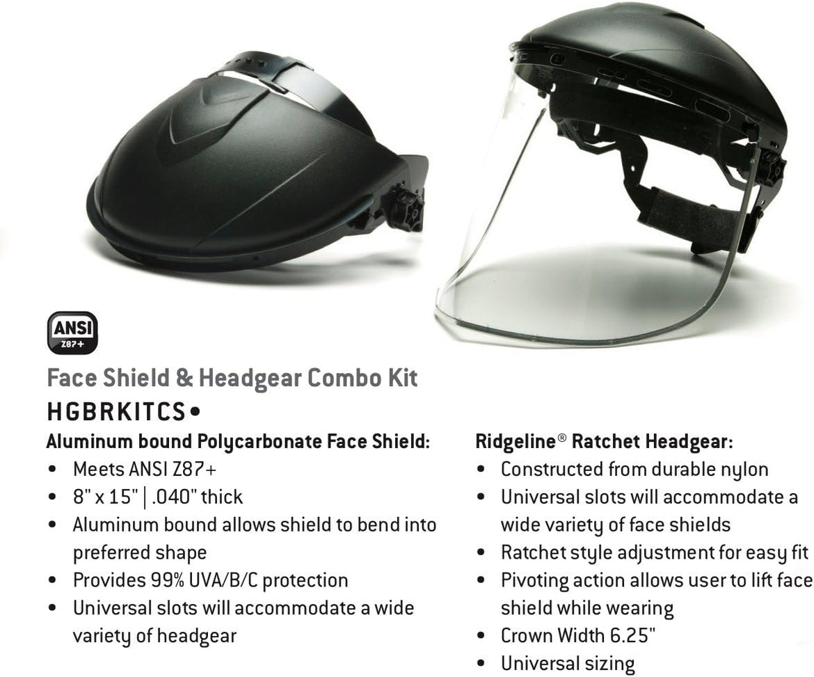 Pyramex Safety HGBRKITCS Ridgeline Headgear & Face Shield Kit ...
