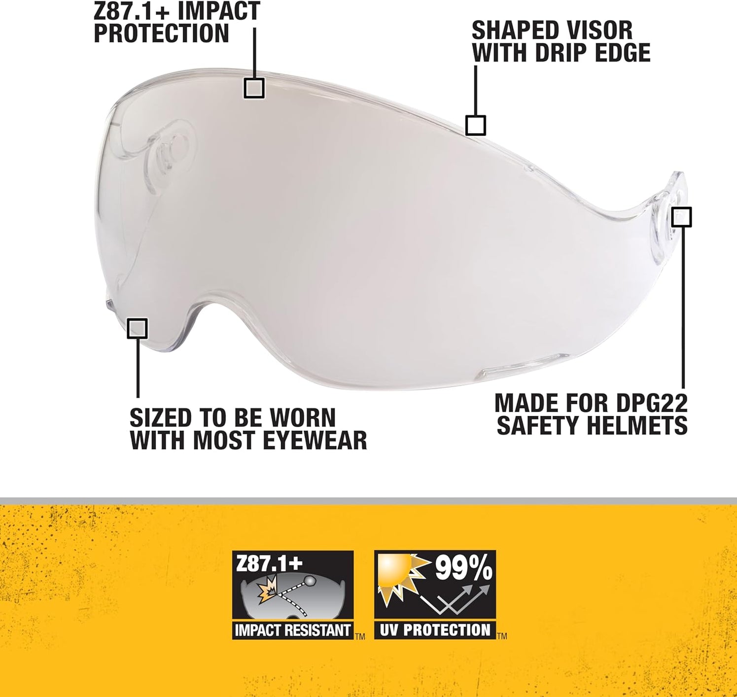 DeWALT (DPG22-SH90) Visor with versatile Indoor/Outdoor Lens Designed ...