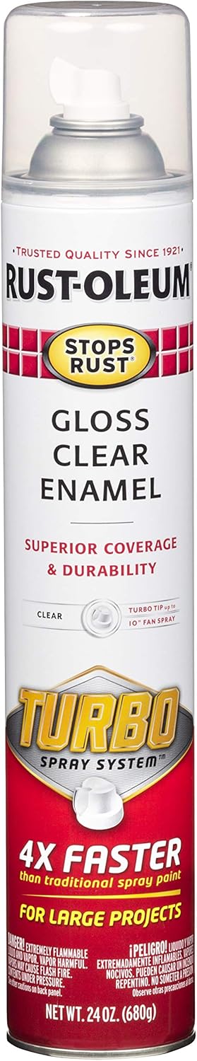 Rust-Oleum Stops Rust Turbo Spray Paint, 24 oz, Gloss Clear, (Pack of ...