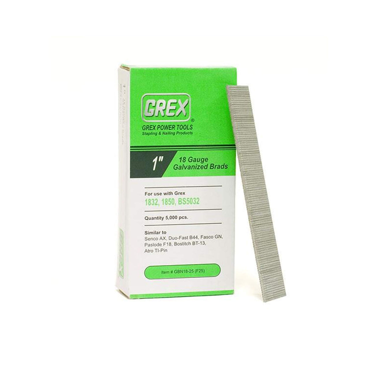 Grex GBN18-25 (F25) 1 In. 18 Ga. Brad Nails, Galvanized, 5M ...