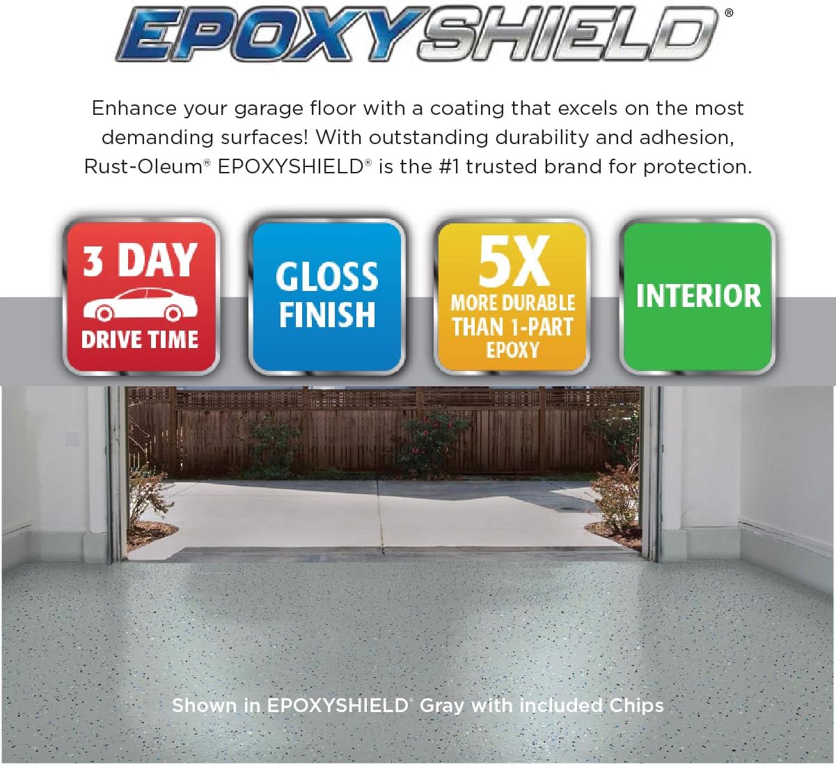 Rust-Oleum EPOXYSHIELD Garage Floor Coating, 2.5 Car Kit, Dark Gray — Contractor Tool Supply, a ...