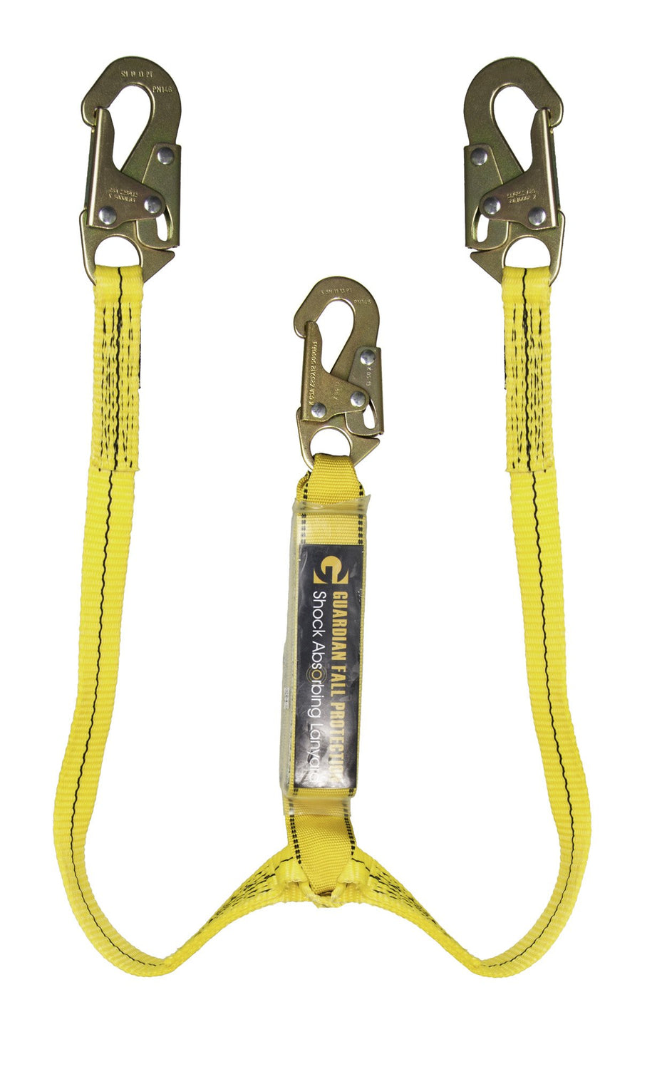 Guardian 01218 4-Foot Double Leg Shock Absorbing Lanyard with Rebar Ho ...