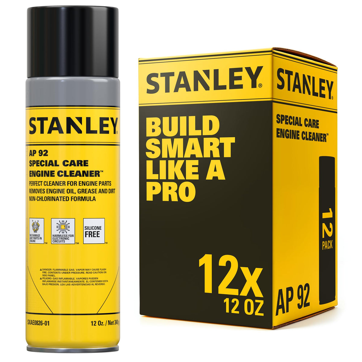 STANLEY AP 92 Engine Cleaner Spray, 12x12 Fl. oz., Automotive Degrease ...