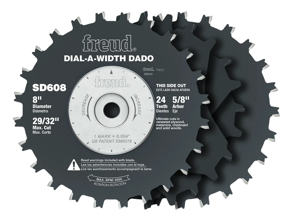 Freud 8 In. x 24T Dial-A-Width Stacked Dado Sets — Contractor Tool ...