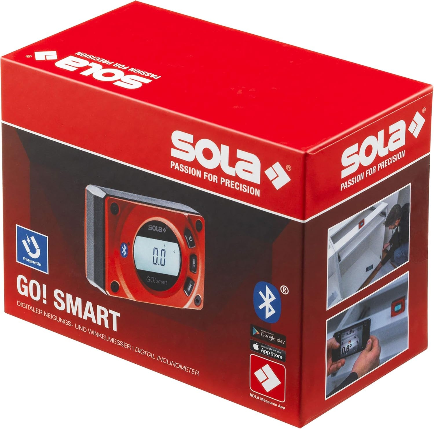 SOLA GO! Smart Digital Pocket Level with Bluetooth, Magnetic 3-Inch ...