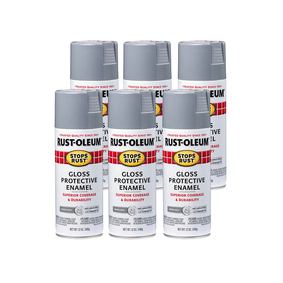 Rust-Oleum 7786830 Stops Rust Spray Paint, 12 oz, Gloss Smoke Gray (Pa ...
