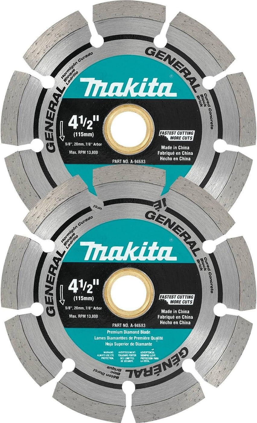 Makita A-97623 4-1/2" Diamond Blade, Segmented, General Purpose, 2/pk — Contractor Tool Supply ...
