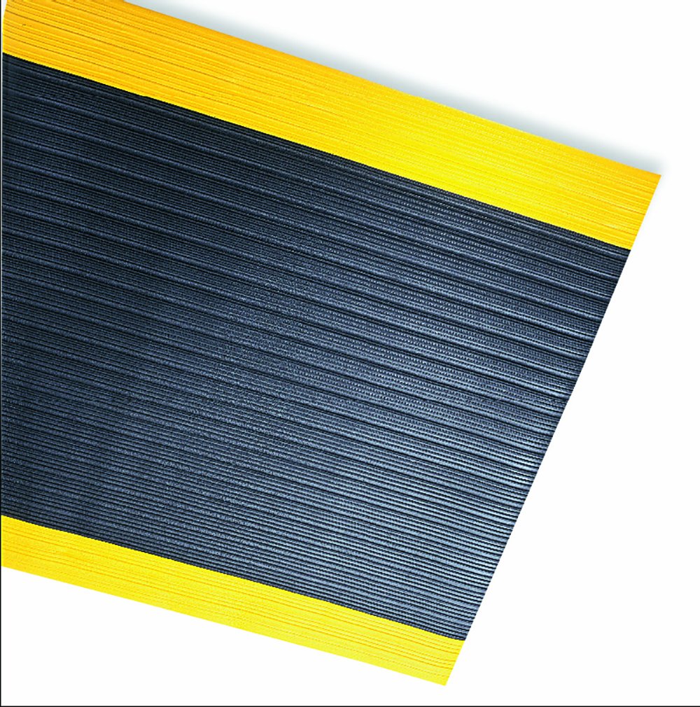 Durable Safety Spun Anti-Fatigue Mat Roll, 3' x 60' , Black with Yello ...