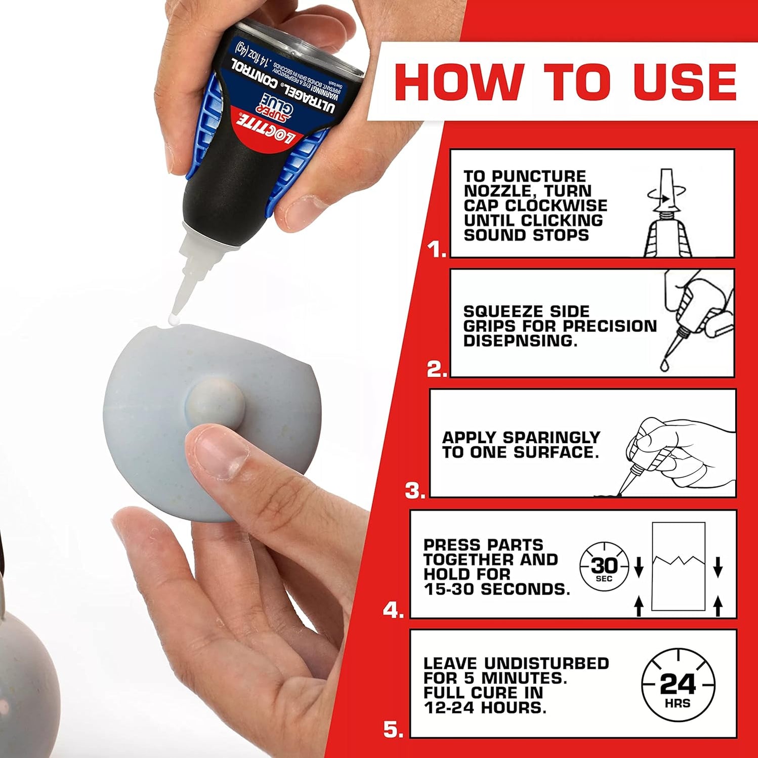 Loctite Super Glue Ultra Gel Control, Clear, 0.14 fl oz Bottle (Pack o ...