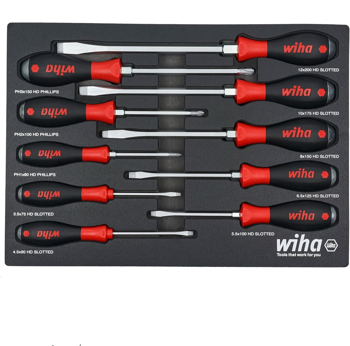 Wiha 10 Piece Extra Heavy Duty Cushion Grip Phillips Screwdriver Set ...