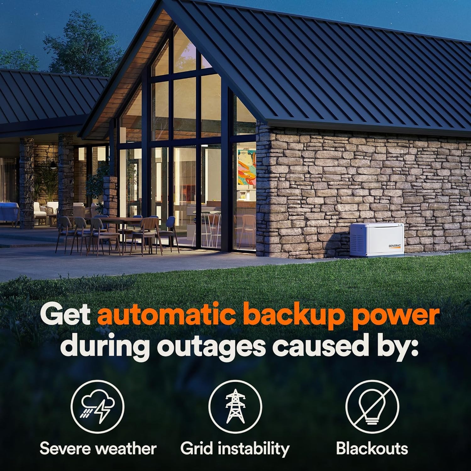 Generac 7043 Guardian 22kW LP / 19.5kW NG Home Standby Generator – Air ...