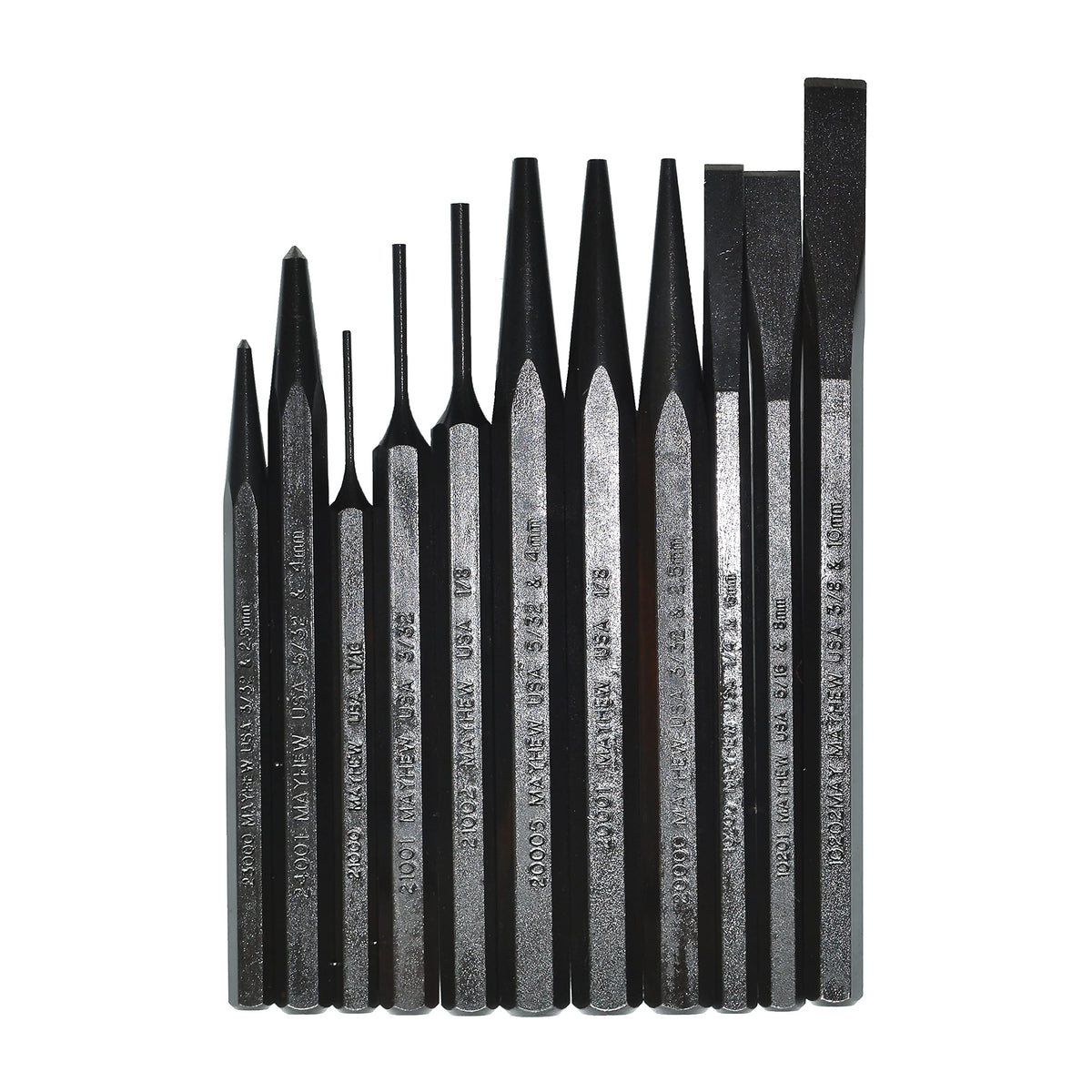 Mayhew Pro 61411 Punch and Chisel Set, 11-Piece Black Oxide Finish ...