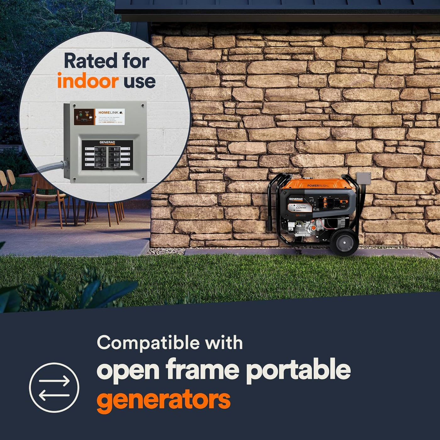 Generac 9854 HomeLink 50-Amp Indoor Pre-Wired Manual Transfer Switch K ...