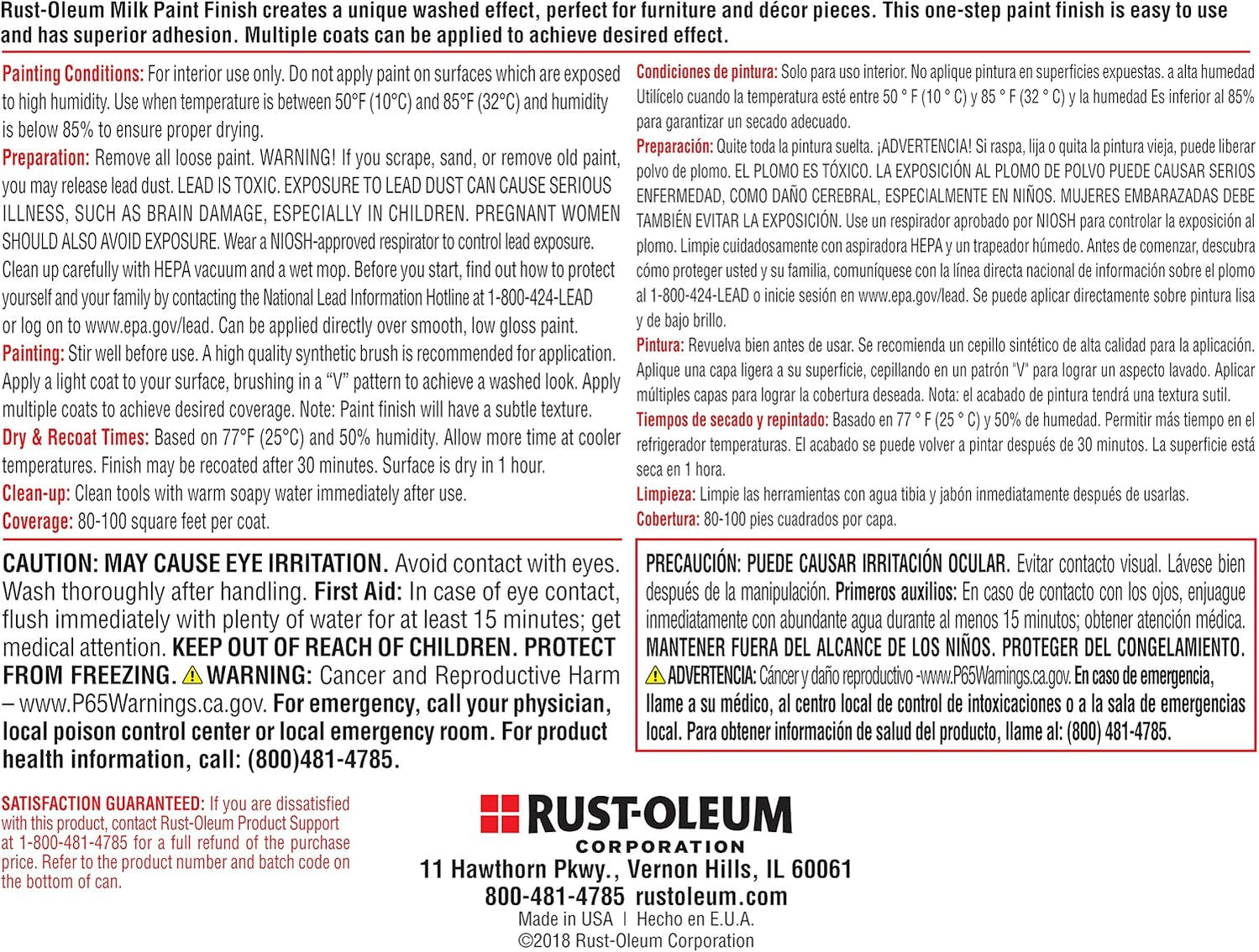 Rust-Oleum 331052 Milk Paint Finish, Quart, Eclipse, 32 Fl Oz (Pack of ...