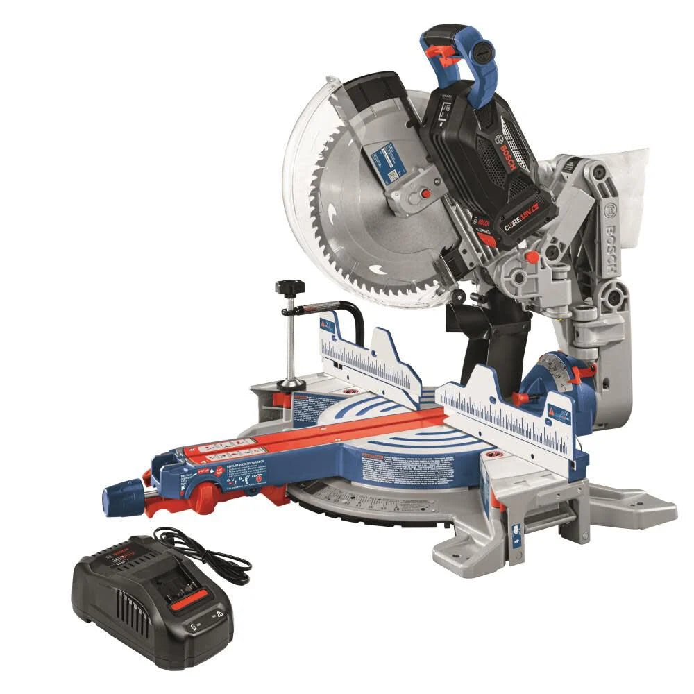 Bosch PROFACTOR 18V Surgeon 12in Dual Bevel Glide Miter Saw Kit ...
