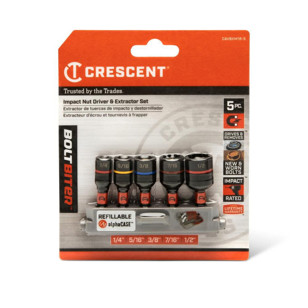 Crescent 5 Pc. Bolt Biter Impact Nut Driver and Extractor Set ...