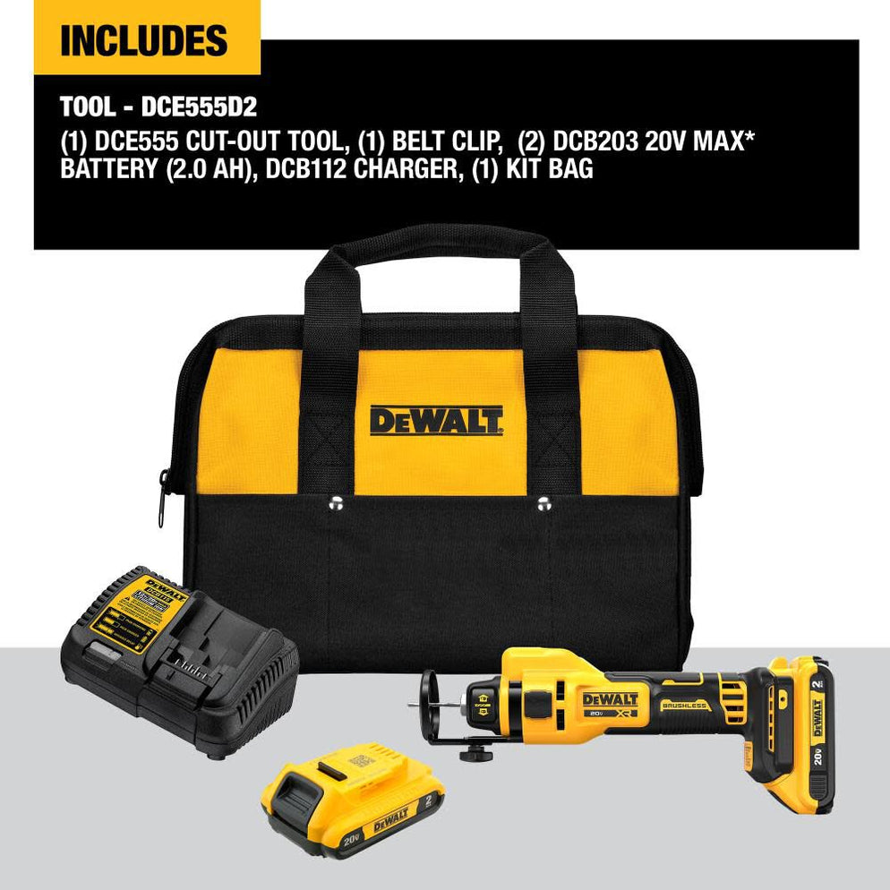 DeWALT 20V DCE555D2 MAX XR Drywall Cut Out Tool Kit — Contractor Tool ...