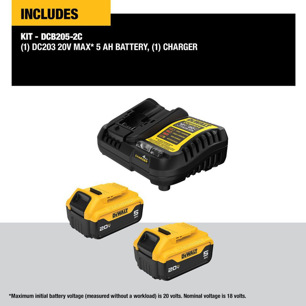 DEWALT 20V DCB205-2C MAX XR Premium Lithium-Ion 5Ah Starter Kit ...
