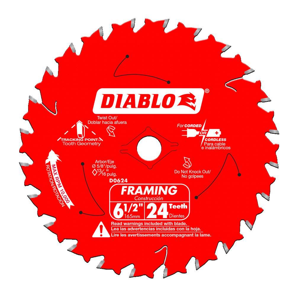 Diablo Tools 6-1/2" x 24-Tooth Tracking Point Framing Saw Blade (10-Pa ...