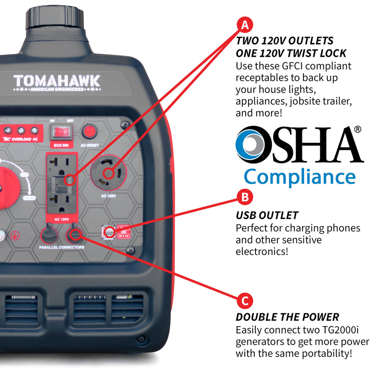 Tomahawk TG3000i-BRV 3000 Watt Inverter Generator Super Quiet Portable ...
