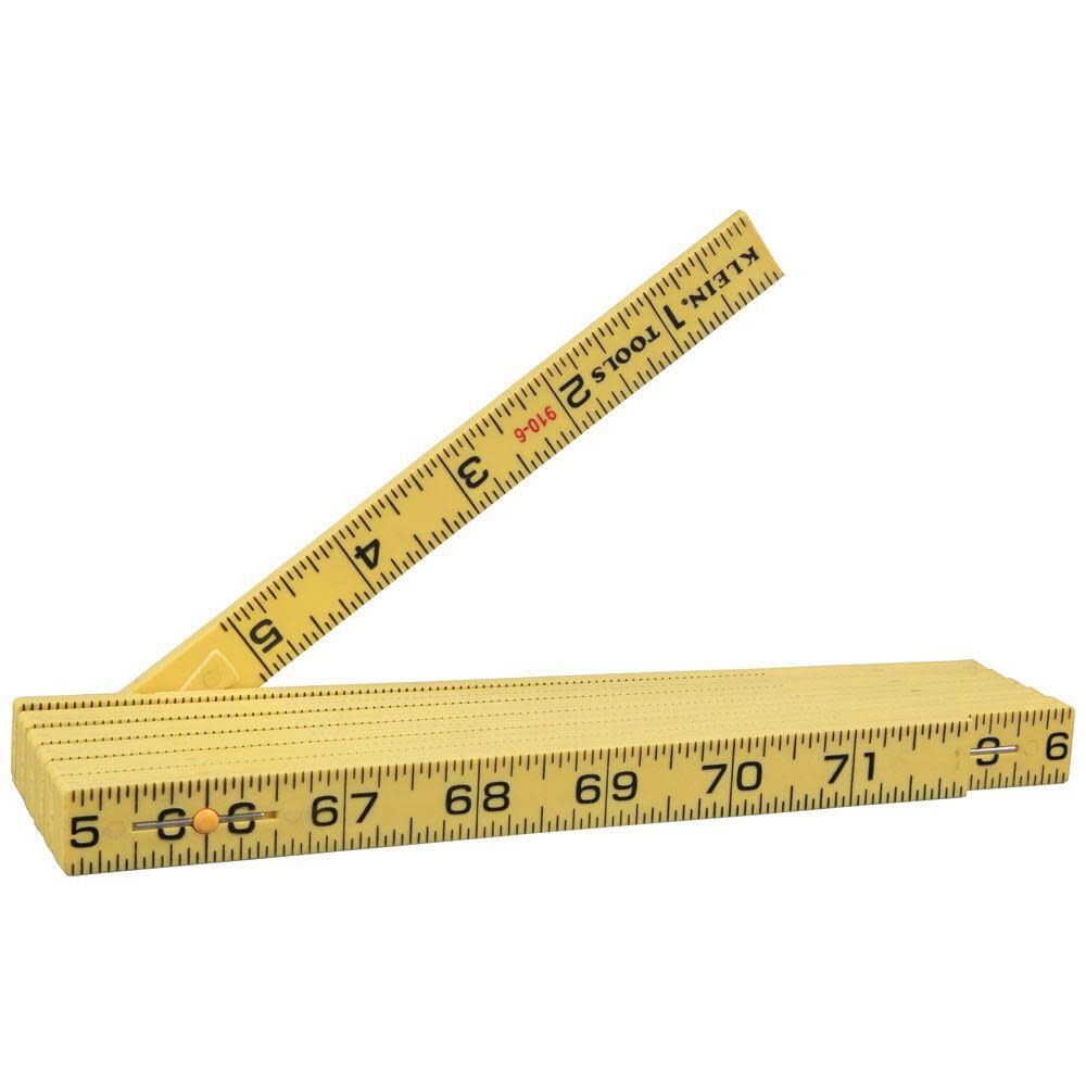 Klein Tools 910-6 Folding Ruler 6-Foot, Durable Fiberglass, Inside Rea ...