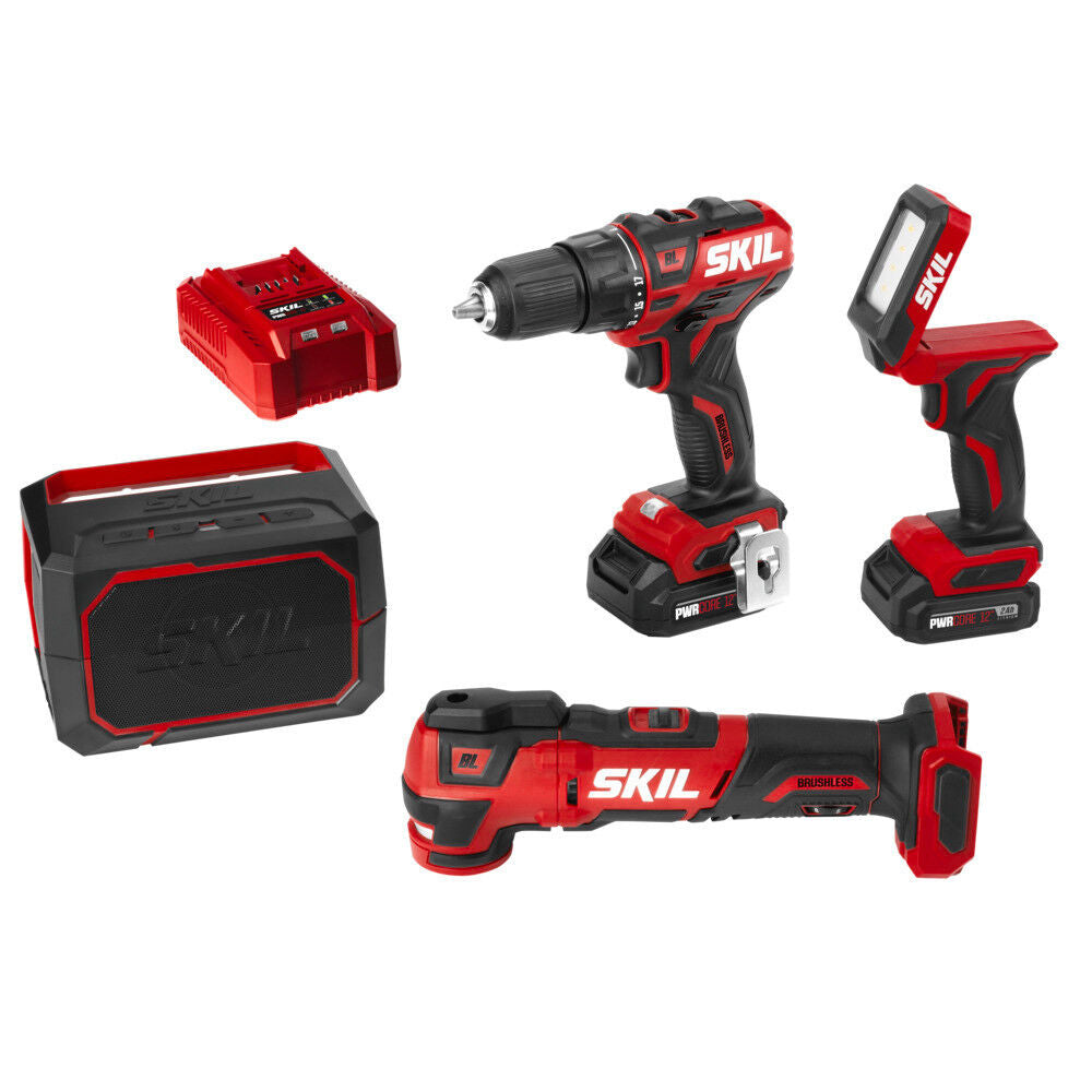 SKIL PWR CORE 12️ Brushless 12V 4-Tool Combo Kit — Contractor Tool ...