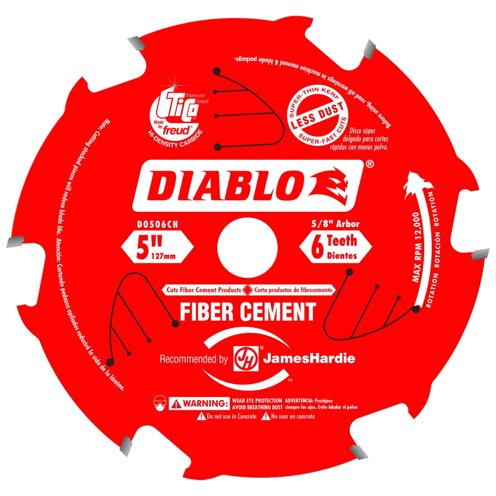 Diablo Tools 5"x 6 Tooth Carbide Fiber Cement HardiBlade — Contractor ...