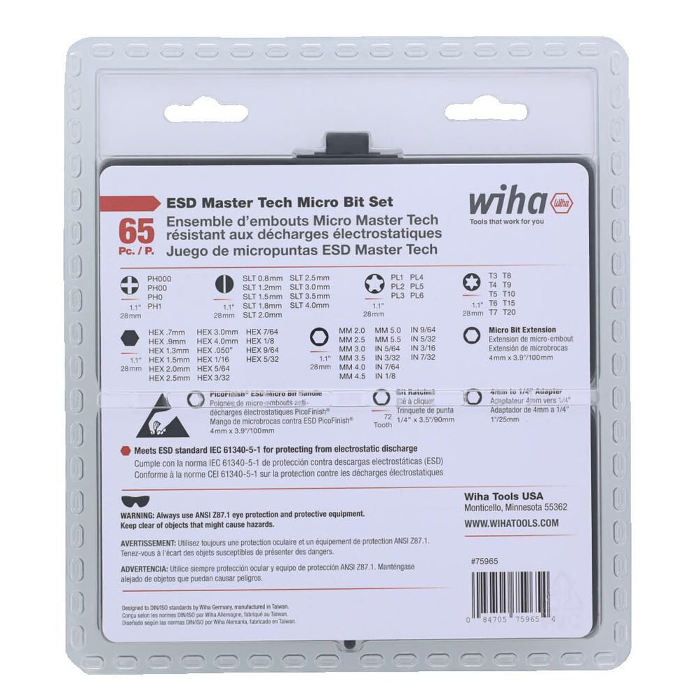 Wiha 75965 65 Piece System 4 ESD Safe Master Technician Ratchet and Mi ...
