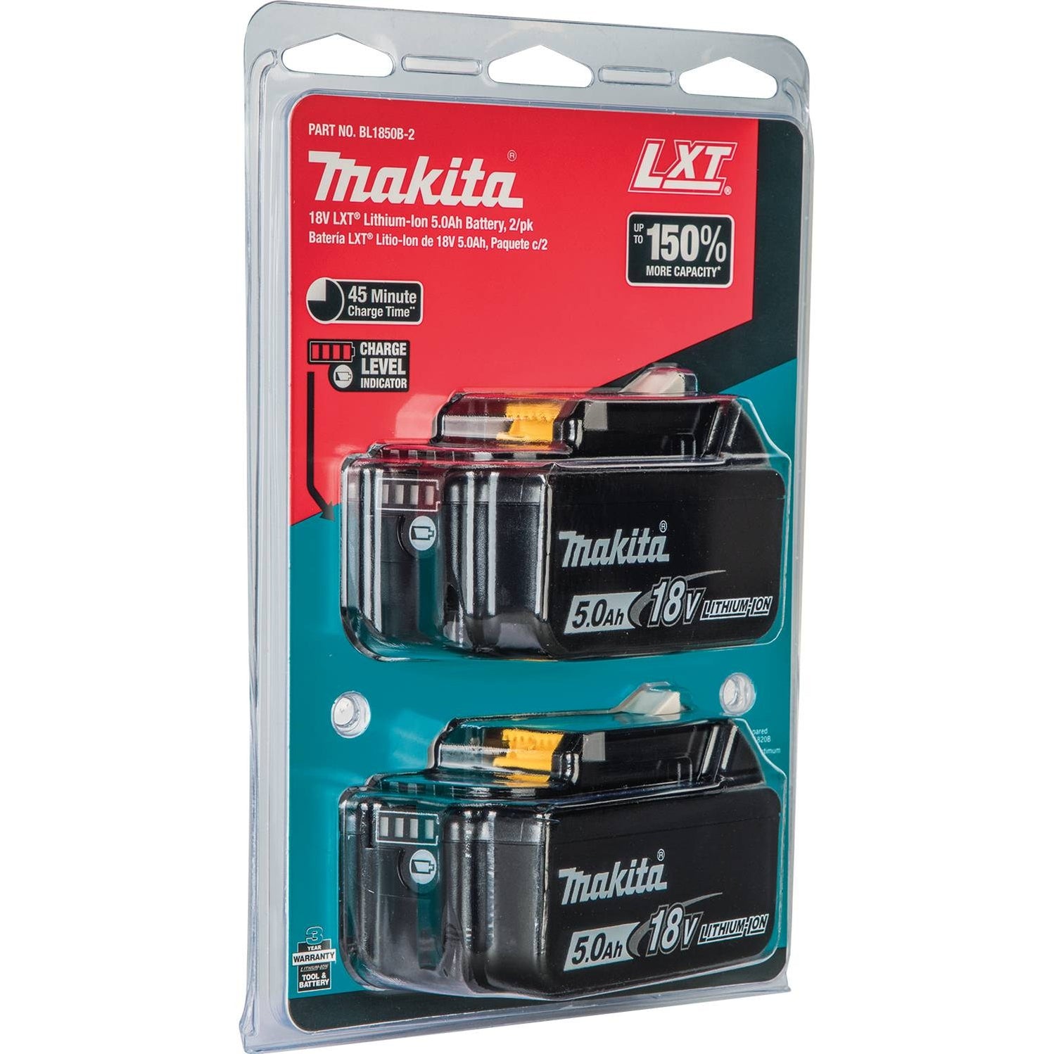 Makita BL1850B-2 18V LXT 5.0 Ah Lithium-Ion Battery 2-Pack — Contractor Tool Supply, a Vera ...