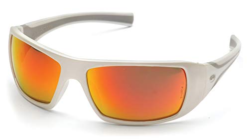 Pyramex Goliath Safety Eyewear White Frame, Indoor/Outdoor Mirror Lens ...
