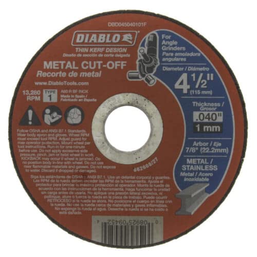 Diablo Tools 4-1/2" Metal Cut Off Disc w/Thin Kerf, Pack of 25 ...