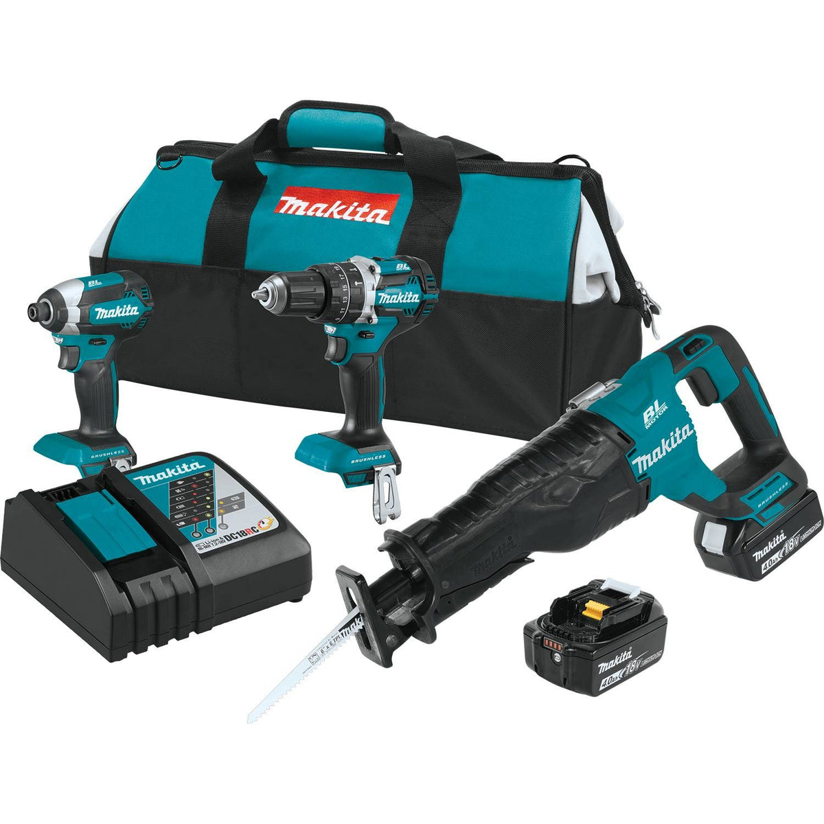 Makita 18V LXT Lithium-Ion Brushless Cordless 3 Pc. Combo Kit ...