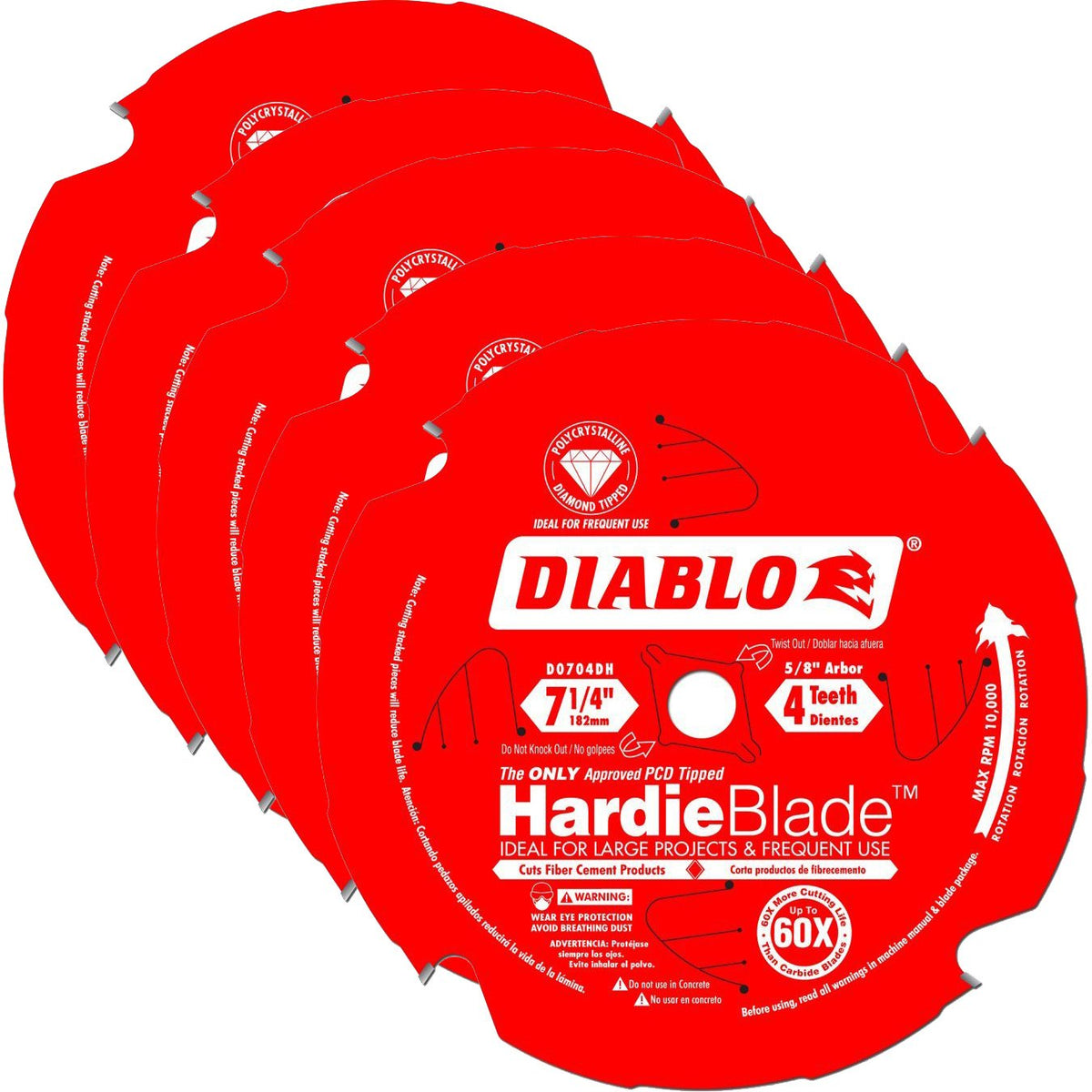 Diablo Tools (D0704DHA) 7-1/4in x 4 Tooth (PCD) Fiber Cement Hardie Bl ...